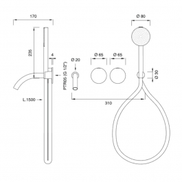 Cea Design Giotto GIO 26H wall mounted bath taps